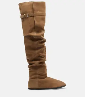 CHRISTEN Suede Over-the-knee Boots - Beige