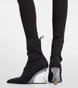 Balmain Knitted Wedge Ankle Boots