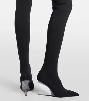 Balmain Knitted Wedge Over-the-knee Boots