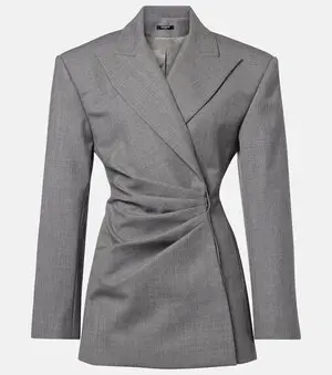 Balmain Draped Virgin Wool Blazer Dress
