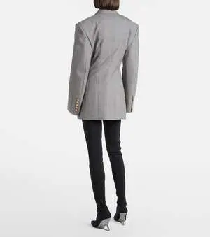 Balmain Draped Virgin Wool Blazer Dress