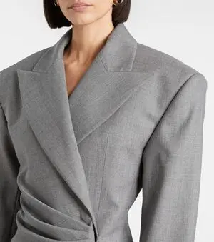 Balmain Draped Virgin Wool Blazer Dress