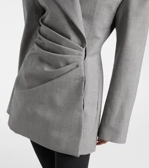 Balmain Draped Virgin Wool Blazer Dress