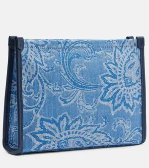 Etro Eyes Mini Embroidered Denim Jacquard Pouch - Blue