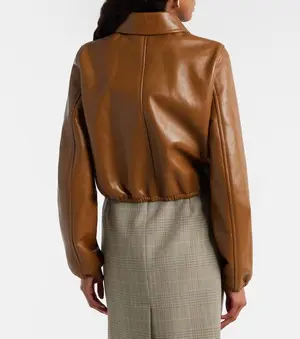 Gucci Leather Bomber Jacket - Brown