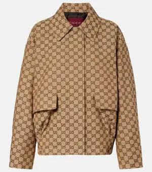 GUCCI Gucci GG Canvas Leather Bomber Jacket