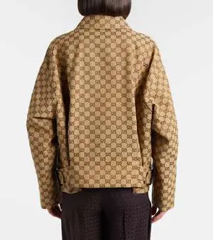 Gucci Gg Canvas Leather Bomber Jacket