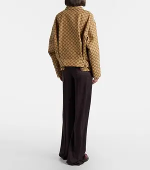 Gucci Silk Jacquard Wide-leg Pants - Brown