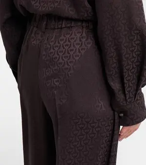 Gucci Silk Jacquard Wide-leg Pants - Brown