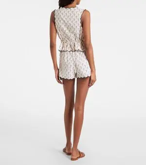 MONTCE Cynthia Floral Cotton Shorts - White