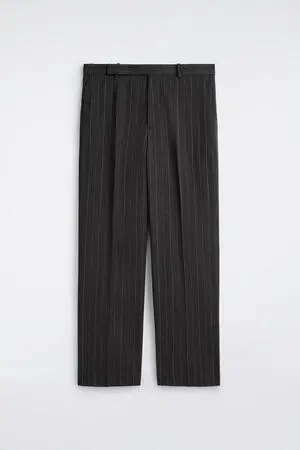 Cos Pinstriped Relaxed-fit Wide-leg Pants - Gray