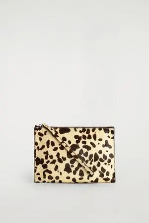 Cos Animal-print Pony Hair-effect Leather Pouch - Beige