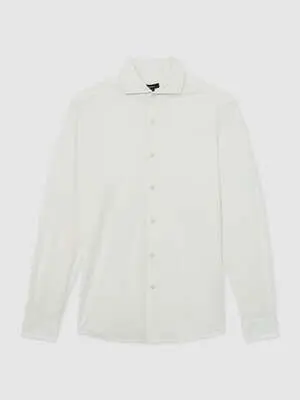 REISS Davaro Stretch-modal Cutaway-collar Shirt Regular-fit - White