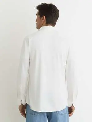 REISS Davaro Stretch-modal Cutaway-collar Shirt Regular-fit - White