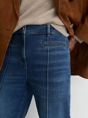 REISS Claude Pintuck-detail Flared Jeans - Mid Blue