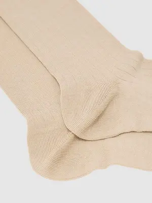 REISS Fela Cotton-blend Ribbed Socks - Champagne