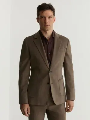 REISS Regent Suit Jackets - Taupe Brown