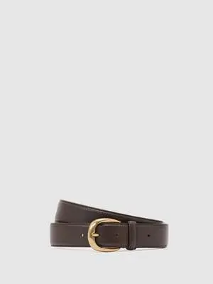 REISS Pebble Pierce Pebble Belt - Dark Brown