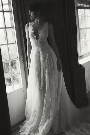 RISH Vayda Lace A-line Wedding Gown - Ivory