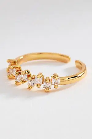 Anthropologie Pavé Crystal Ring - Gold