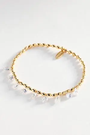 Anthropologie Beaded Crystal Stretch Bracelet - Clear