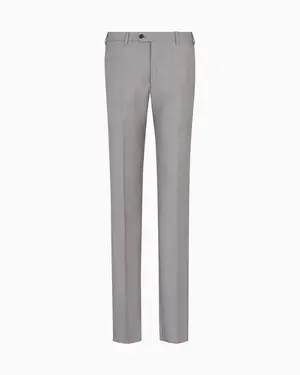 Giorgio Armani Flat-front Virgin Wool Trousers - Grey