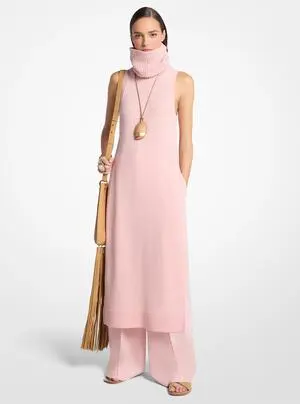 Michael Kors Cashmere And Linen Sleeveless Turtleneck Tunic - Purple