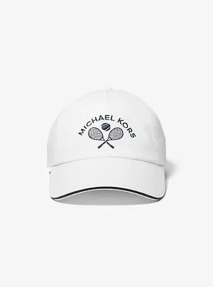Michael Kors Tennis Embroidered Cotton Baseball Hat - White