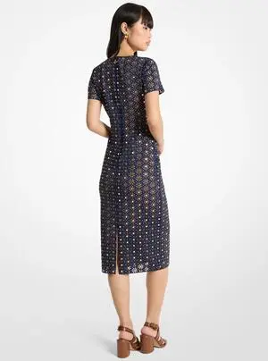 Michael Kors Laser Cut Mirror Scuba Midi Dress