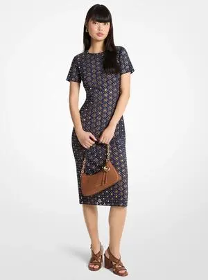 Michael Kors Laser Cut Mirror Scuba Midi Dress