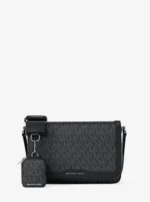 Michael Kors Hudson Mini Signature Logo Crossbody Bag With Airpod Case - Black