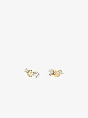 Michael Kors Logo And Cubic Zirconia Stud Earrings - Gold