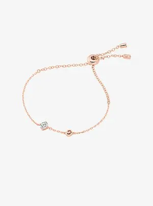 Michael Kors Logo & Cubic Zirconia Slider Bracelet - Rose Gold