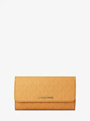 Michael Kors Jet Set Large Signature Logo Tri-fold Wallet - Orange
