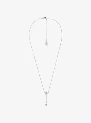 Michael Kors Logo Charm And Zirconia Necklace - Silver