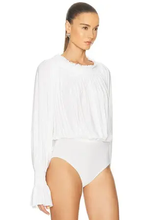 Norma Kamali Long Sleeve Peasant Bodysuit