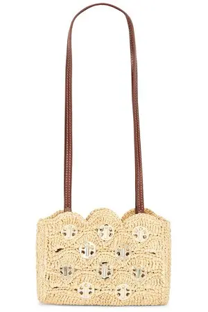 Rabanne Raffia Shoulder Bag - Natural & Light Gold