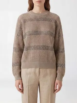 Brunello Cucinelli Striped Mesh Knit Sweater - Grey