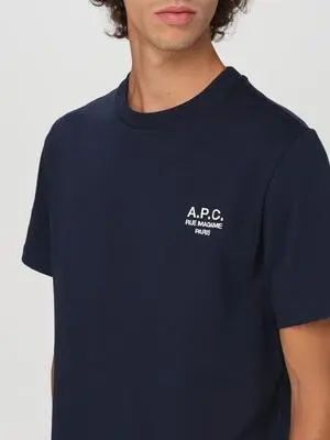 A.p.c. Crewneck T-shirt With Logo - Blue