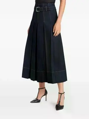 Cinq À Sept Rylee Belted Pleated Midi Skirt - Blue
