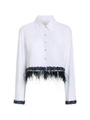 Cinq À Sept Sylvan Feather-trim Shirt - White