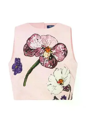 LEO LIN Iris Embellished Top - Pink