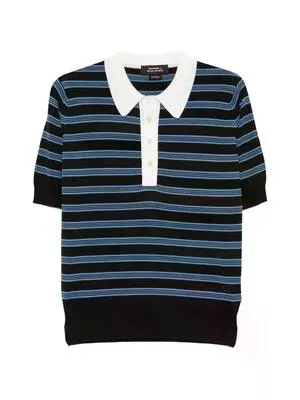 WALES BONNER Breeze Striped Merino Wool Polo Shirt - Brown