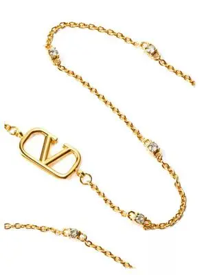 Valentino Garavani Mini Vlogo Signature Necklace With Swarovski Crystals