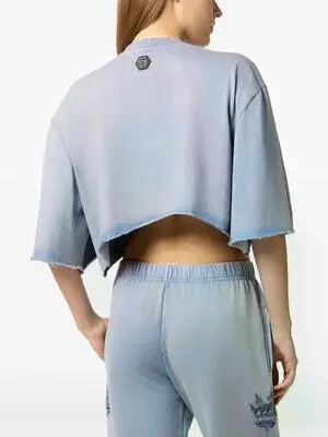 Philipp Plein Butterfly-motif Cropped T-shirt - Blue