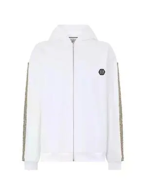 Philipp Plein Strass Zip Hoodie - White