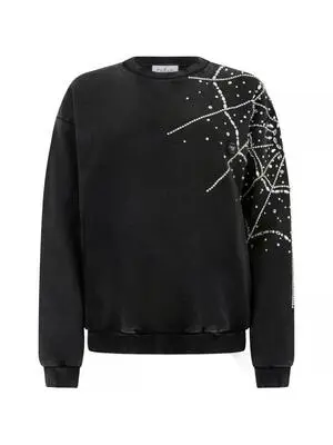 Philipp Plein Spiderweb Strass Round Neck Sweatshirt - Black