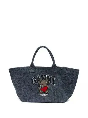 GANNI Appliqué Tote Bag - Blue