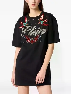 Philipp Plein Embellished Open-back Mini Dress