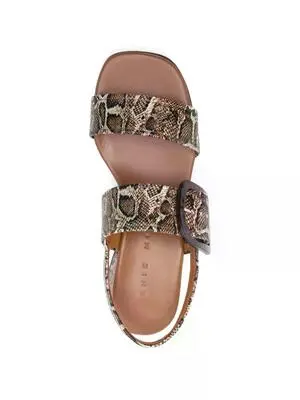 Chie Mihara Buckle Snake-print Sandals